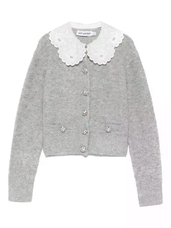 SELF-PORTRAIT Scalloped Collar Embellished Cardigan