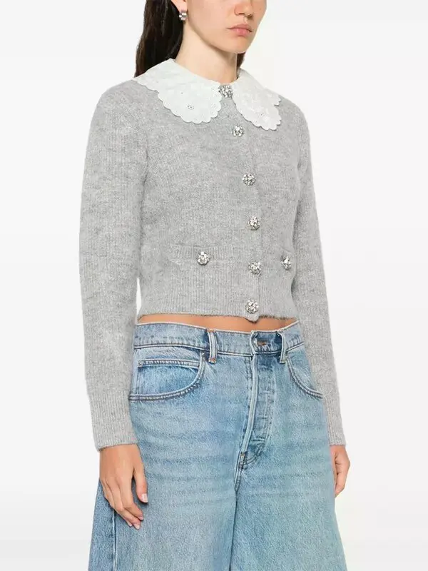 SELF-PORTRAIT Scalloped Collar Embellished Cardigan
