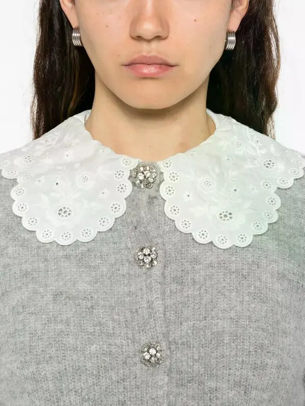 SELF-PORTRAIT Scalloped Collar Embellished Cardigan