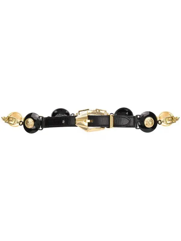 Versace 1990s Medusa-motif Geometric Belt - Black