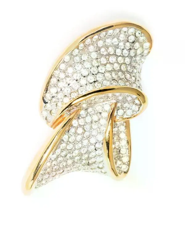 Valentino Garavani 1990s Crystal-embellished Twist Brooch - Gold