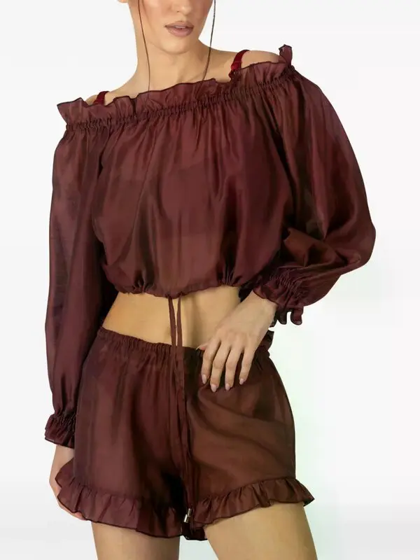 PARAMIDONNA Luna Ruflled Beach Ensemble - Brown