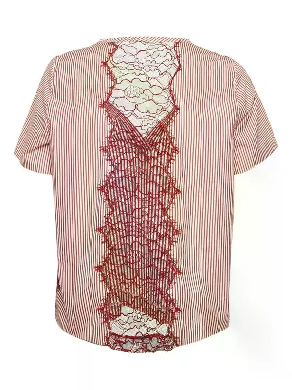 Sandro Striped Lace-detail Top