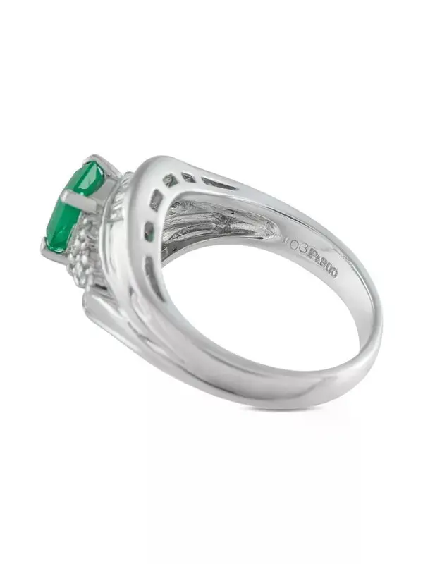 LB EXCLUSIVE Platinum Diamond And Emerald Ring