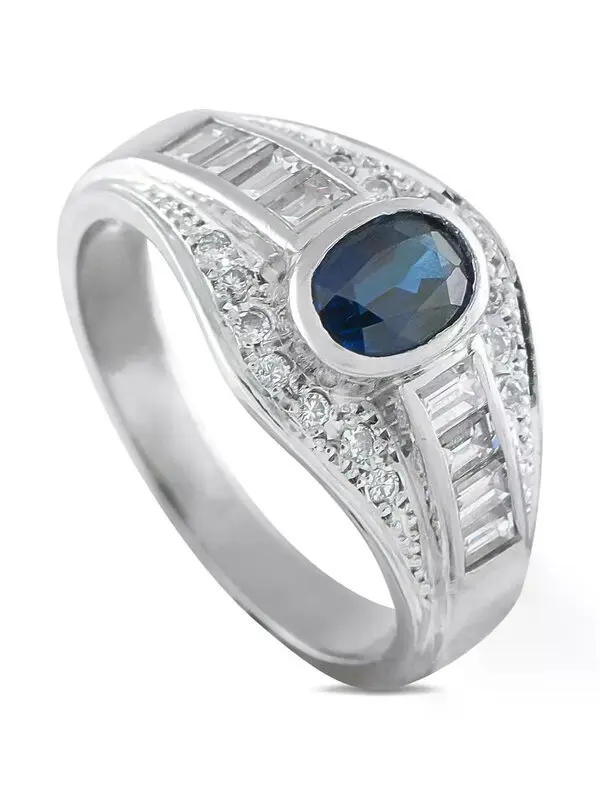LB EXCLUSIVE Platinum, Diamond, And Sapphire Cocktail Ring - Silver