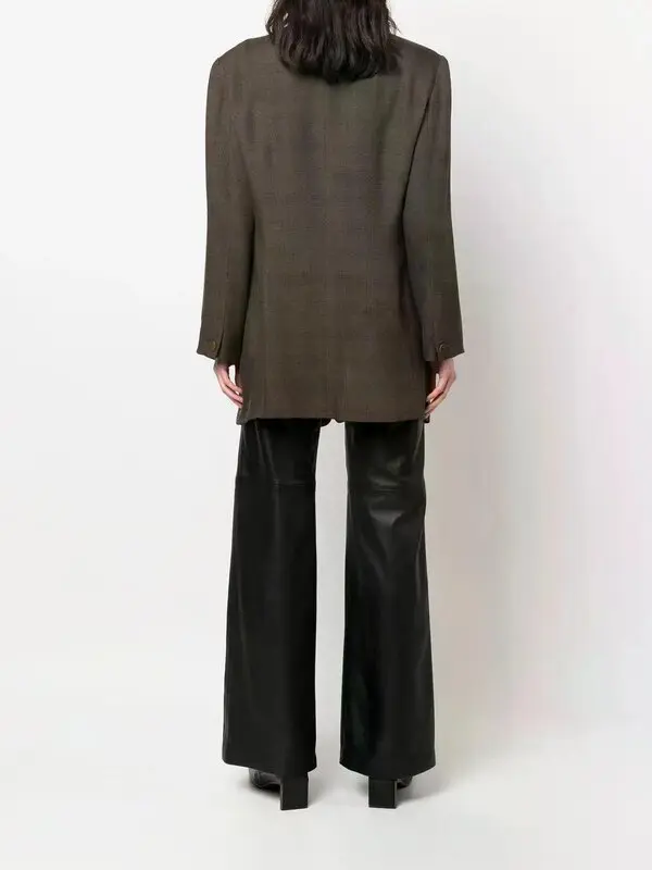 Giorgio Armani 1990s Plaid Collarless Jacket