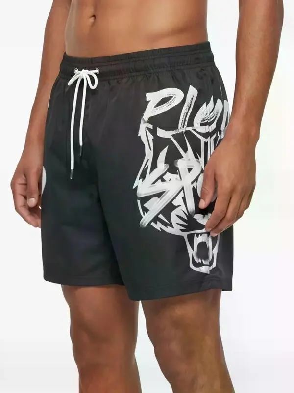 PLEIN SPORT Graphic-print Swim Shorts - Black
