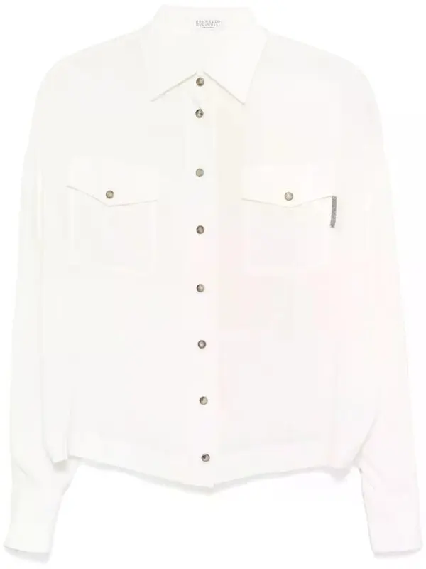 Brunello Cucinelli Silk Crepe De Chine Shirt - Neutrals
