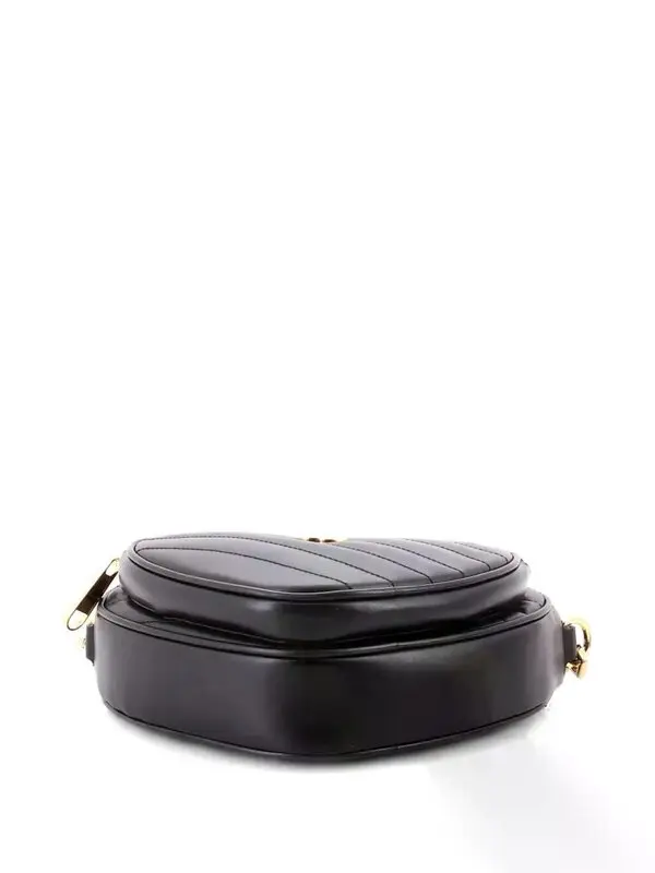 Gucci Interlocking G Heart Diagonal Quilted Leather Mini Shoulder Bag - Black