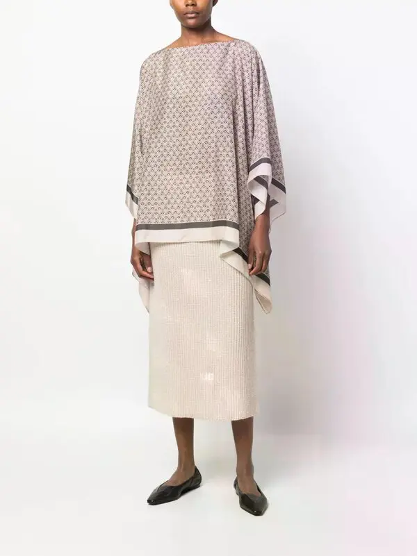 Brunello Cucinelli Geometric-pattern Silk Tunic