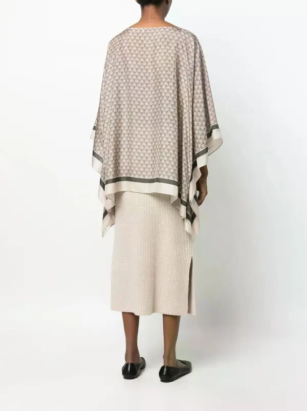 Brunello Cucinelli Geometric-pattern Silk Tunic