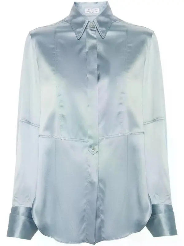 Brunello Cucinelli Long-sleeve Satin Shirt