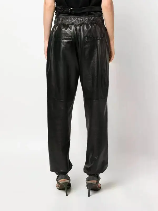 Brunello Cucinelli Leather Trousers With Elasticated Waistband