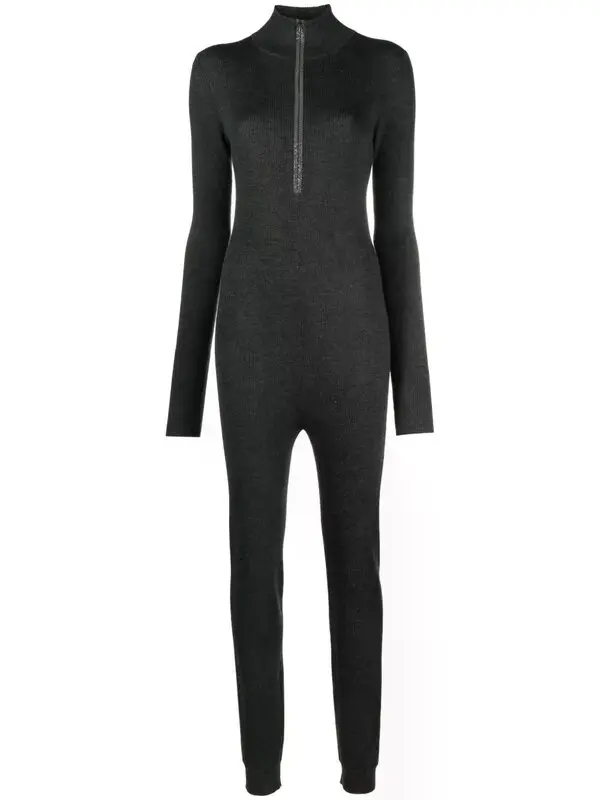 Brunello Cucinelli Ribbed Long-sleeve Jumpsuit - Grey
