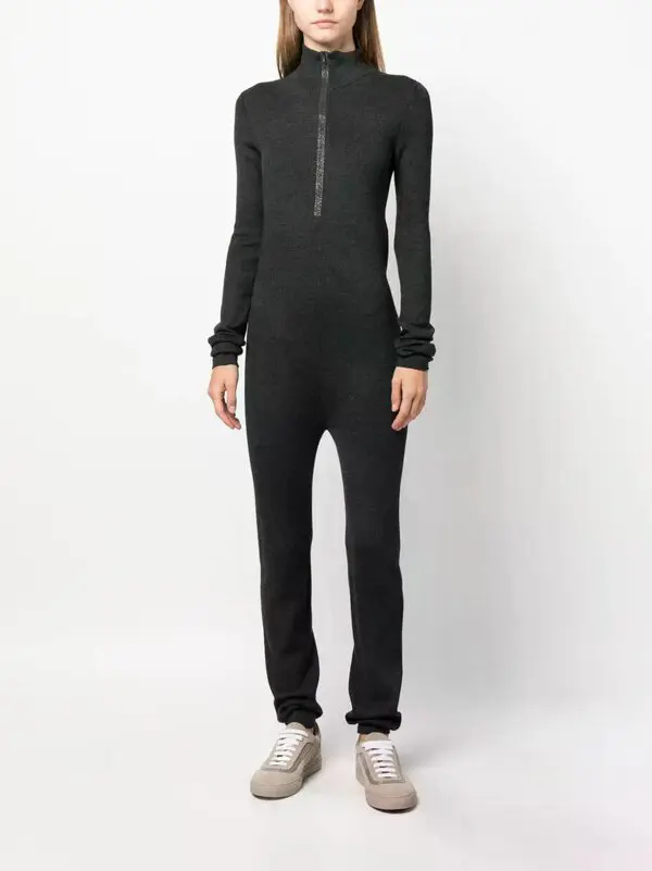 Brunello Cucinelli Ribbed Long-sleeve Jumpsuit