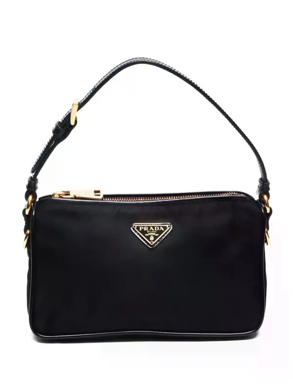 Prada Mini Triangle-logo Tote Bag - Black