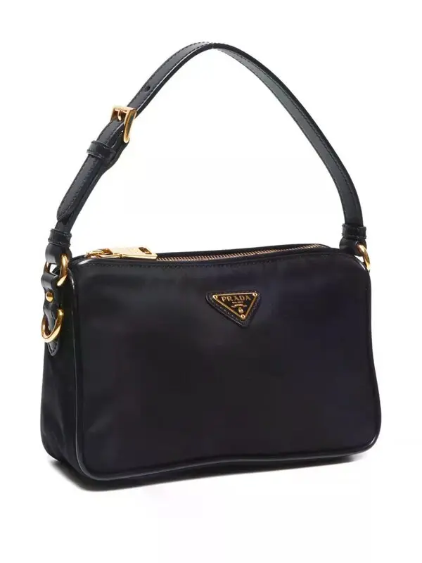 Prada Mini Triangle-logo Tote Bag - Black