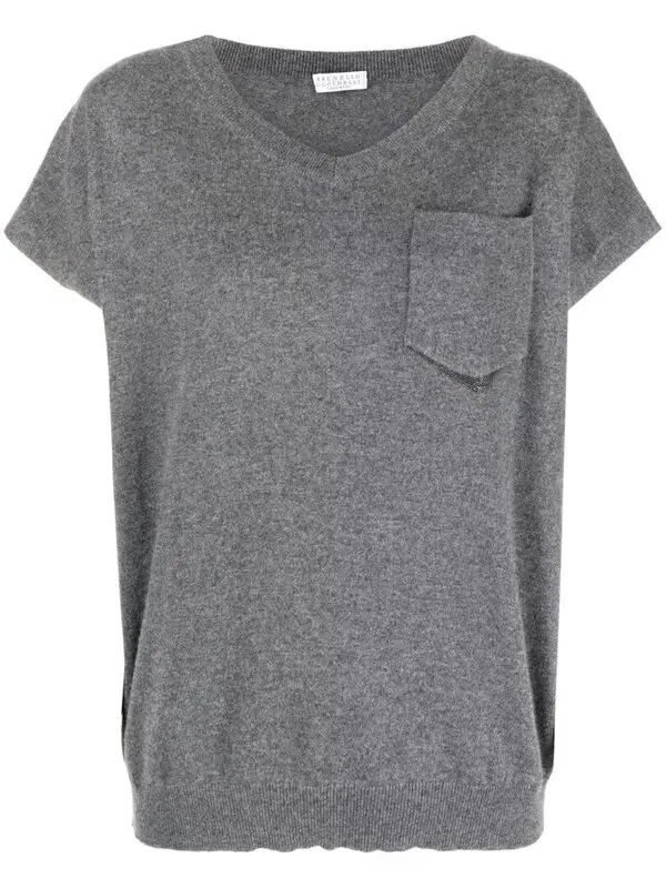 Brunello Cucinelli Cap-sleeve V-neck Cashmere Vest