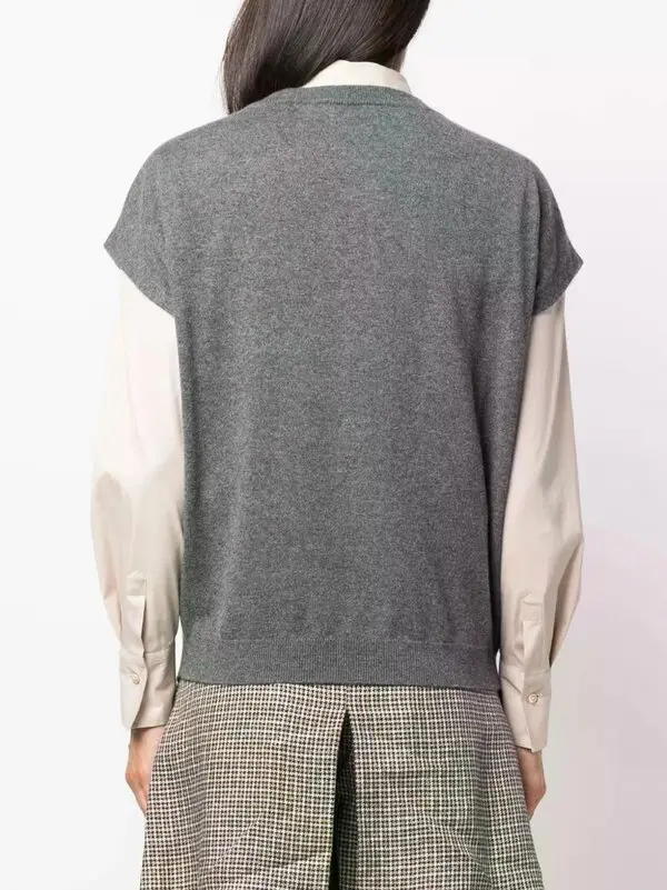 Brunello Cucinelli Cap-sleeve V-neck Cashmere Vest
