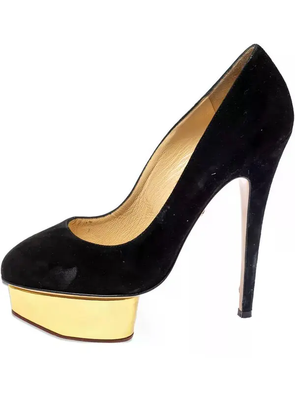 CHARLOTTE OLYMPIA Suede Platform Stiletto Pumps - Black