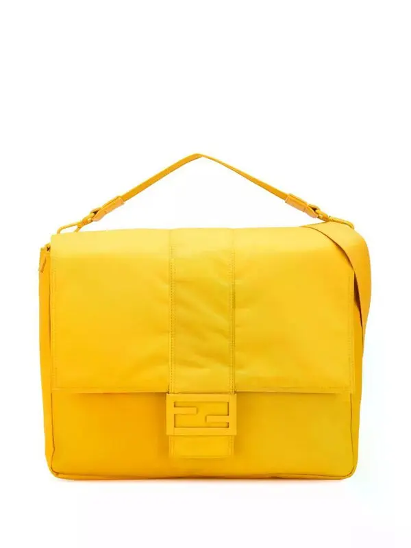 Fendi Large Econyl Nylon Baguette Satchel - Yellow