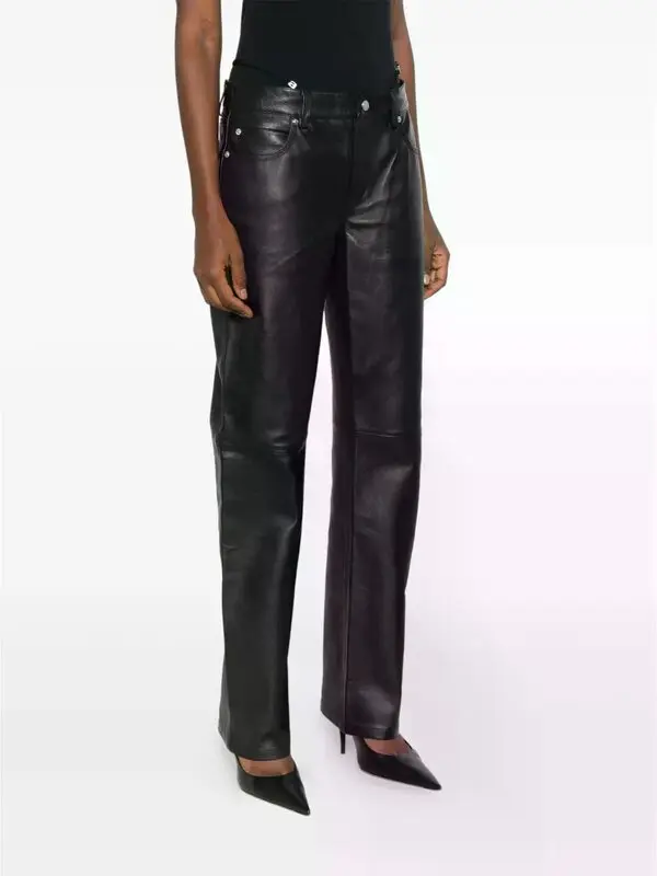 ALEXANDER WANG Logo-embellished Leather Trousers