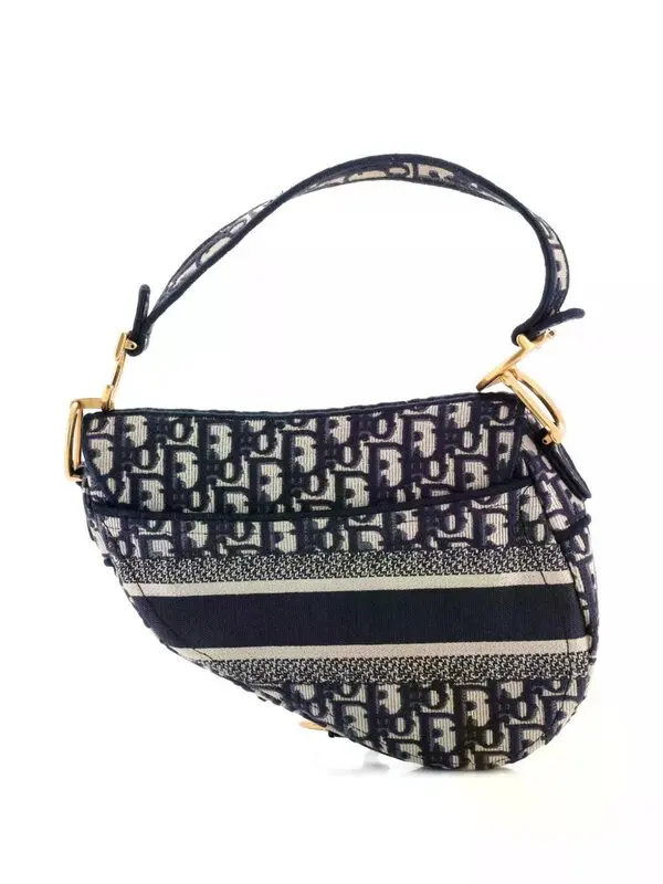 Dior Saddle Handbag With Logo Embroidery - Blue