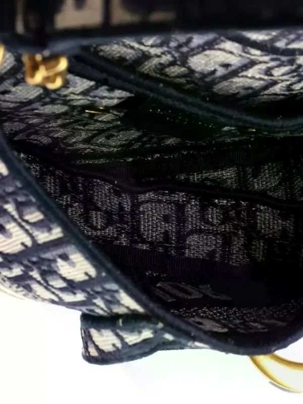 Dior Saddle Handbag With Logo Embroidery - Blue