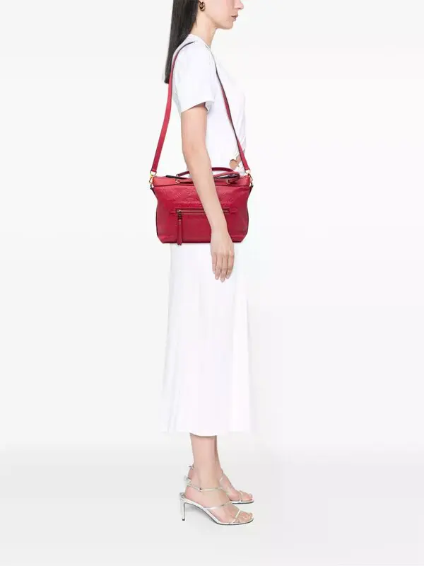 LOUIS VUITTON 2015 Monogram Empreinte Bastille Pm Satchel - Red