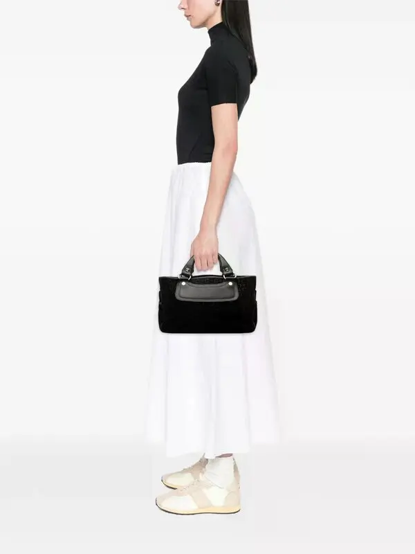 Celine Macadam Suede Boogie Handbag - Black