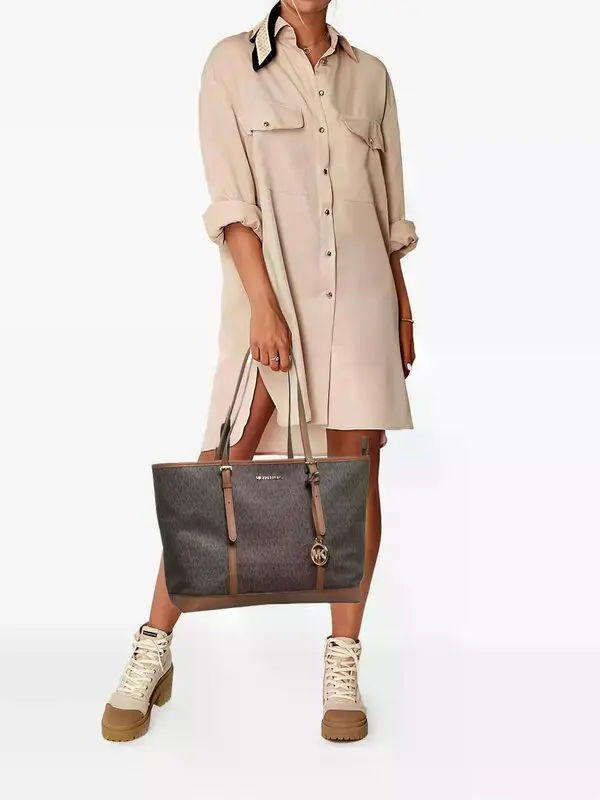 Michael Kors Jet Set Monogram Leather Tote Bag