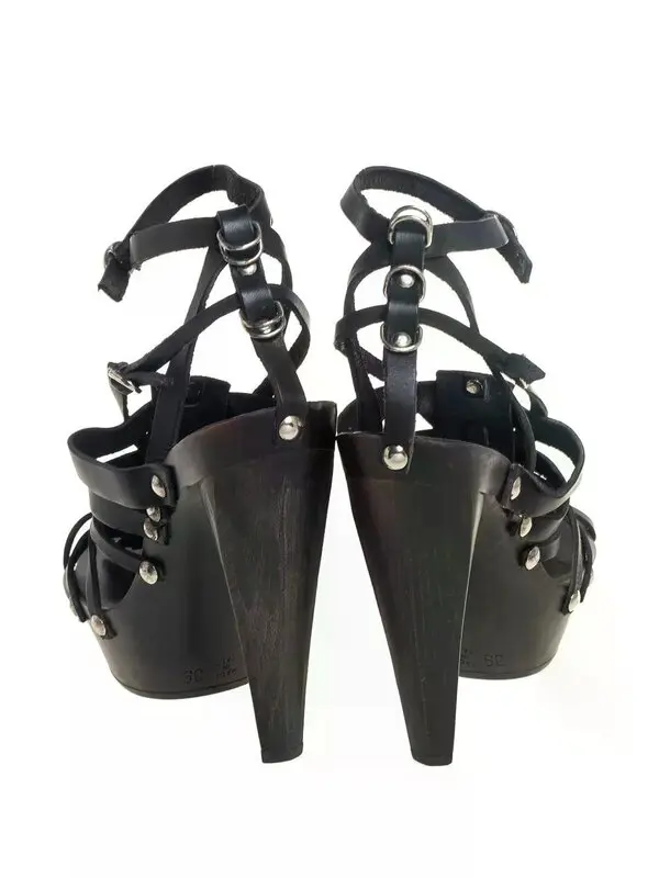 Etro Leather Platform High Heel Sandals With Studs