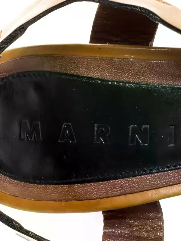 Marni Calf Leather Platform Block High Heel Slingback Sandals