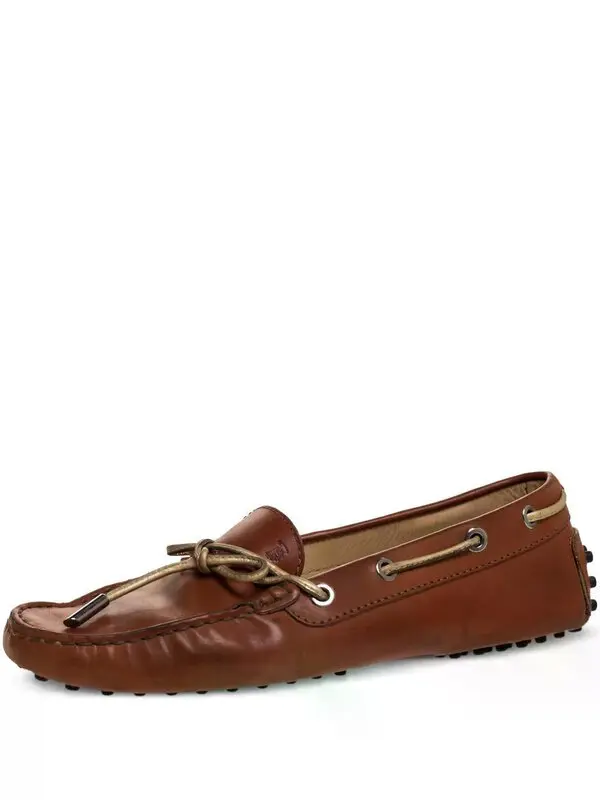 TOD'S Bow Leather Loafers - Brown