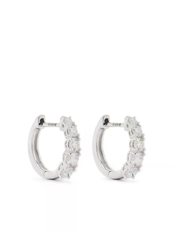 ANITA KO 18k White Gold Diamond Huggie Hoop Earrings - Silver