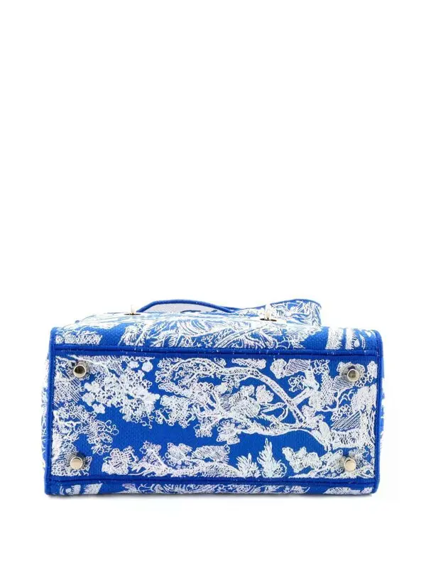 Dior Toile De Jouy Lady D-lite Embroidered Canvas Tote Bag - Blue