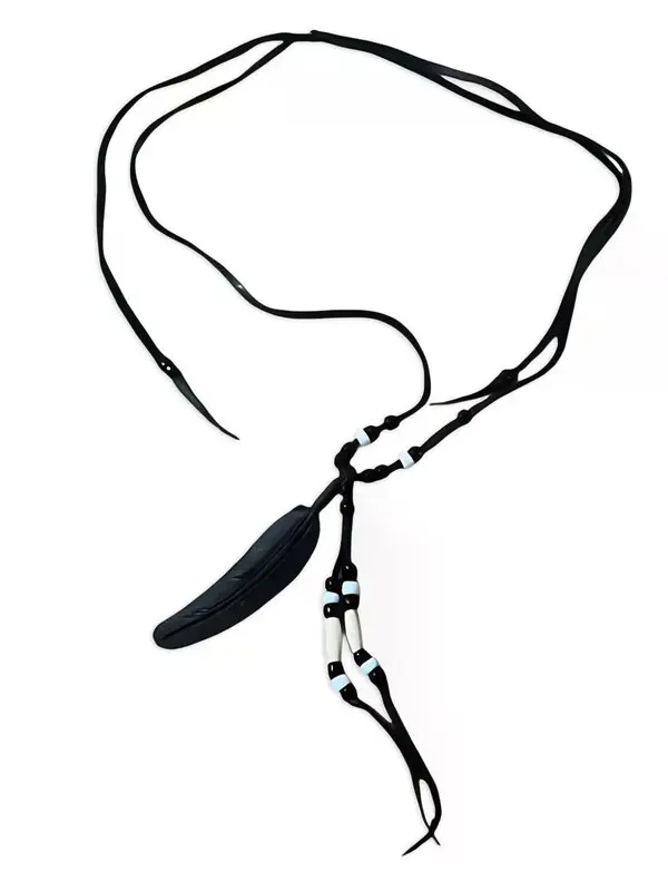 TAKAHIROMIYASHITA THESOLOIST. Feather Beaded Necklace - Black