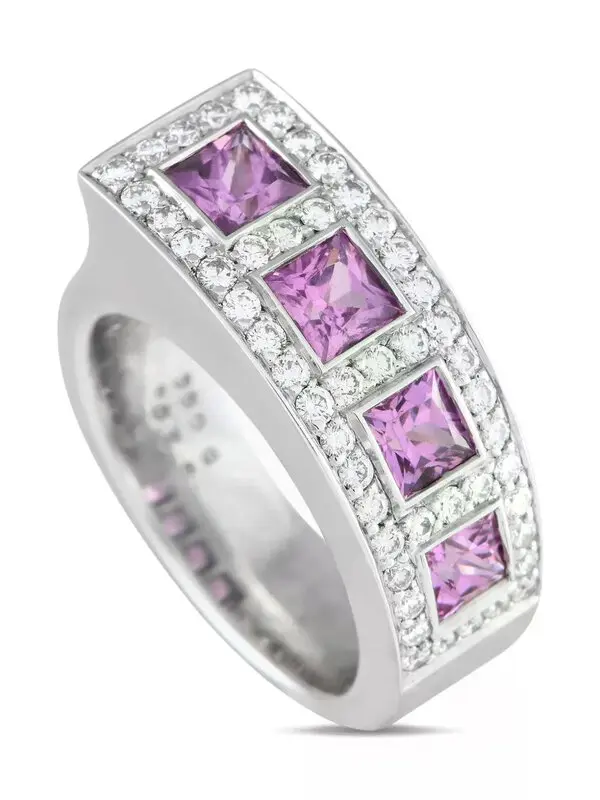 BUCHERER 18k White Gold Sapphire And Diamond Ring - Silver