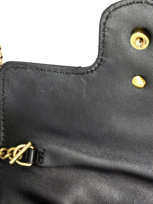 Gucci Gg Marmont Flap Bag Matelassé Leather Super Mini Crossbody - Black