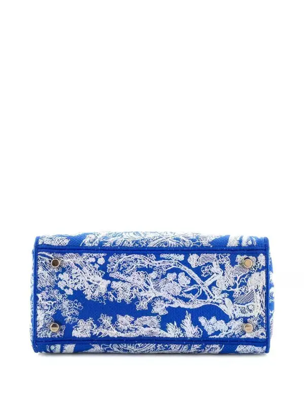 Dior Toile De Jouy Lady D-lite Embroidered Canvas Tote Bag - Blue