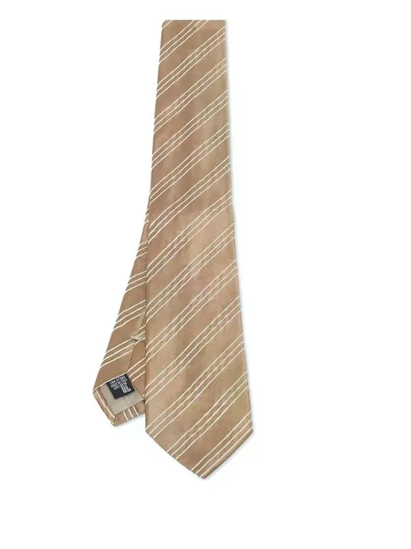 Emporio Armani Striped Silk Neck Tie - Brown