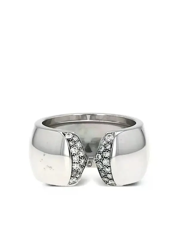 Cartier 18kt White Gold C De Diamond Ring - Silver