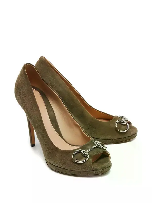 Gucci 110mm Suede Heeled Pumps - Green
