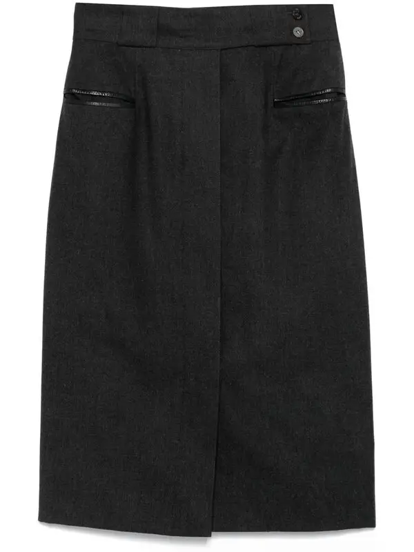 Hermès 1970s Wool Midi Skirt