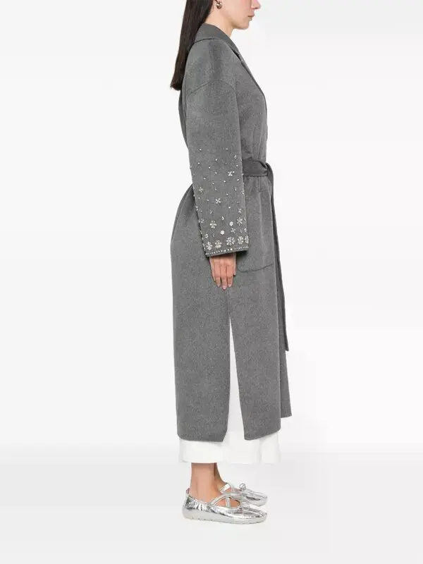 Maje Embellished Belted Single-breasted Coat
