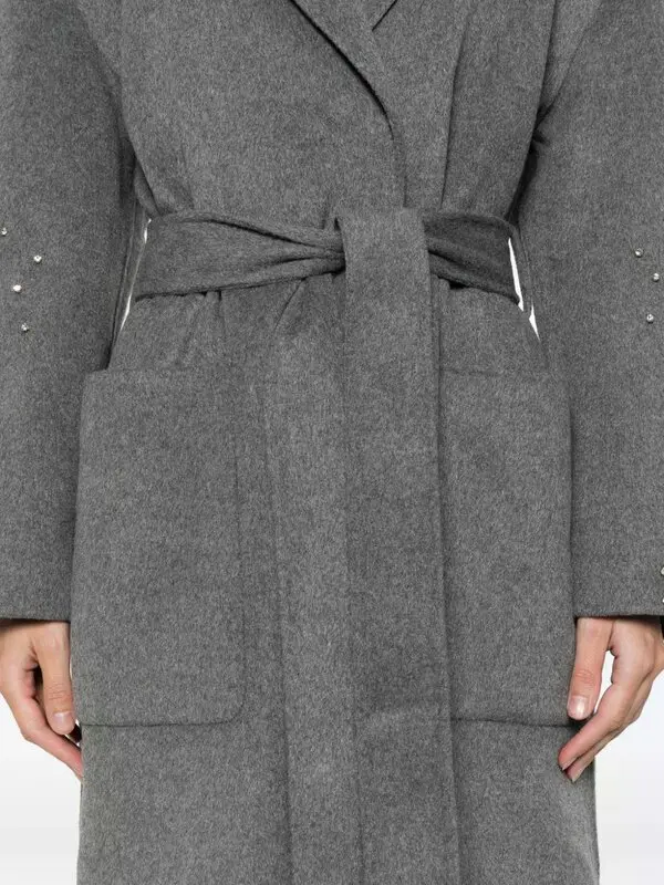 Maje Embellished Belted Single-breasted Coat