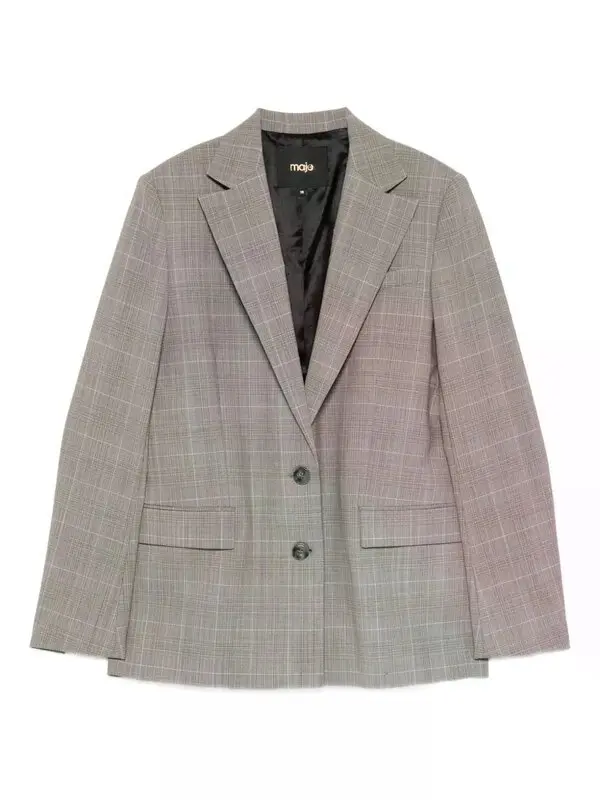 Maje Plaid Button Blazer