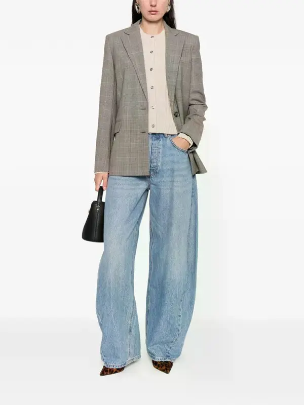 Maje Plaid Button Blazer