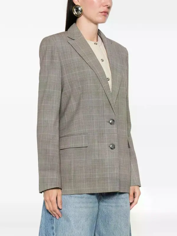 Maje Plaid Button Blazer