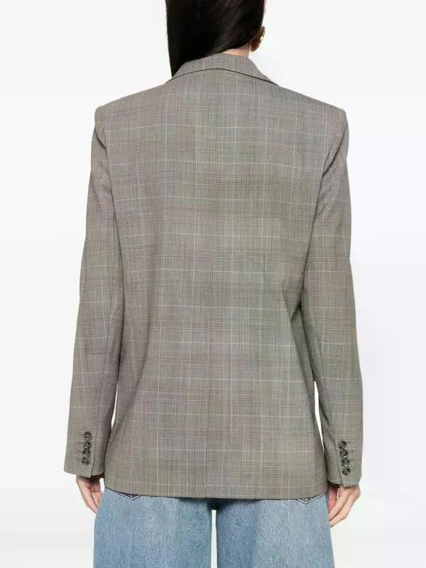 Maje Plaid Button Blazer